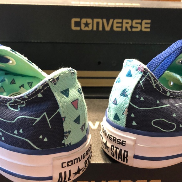 Converse | Shoes | Teal Navy Blue Triangle Design Lowtop Converse ...